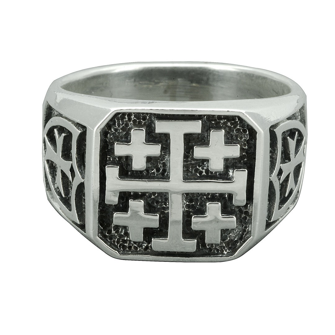 Jerusalem Cross Ring,sterling Silver Cross,gothic Christian Ring,ring ...