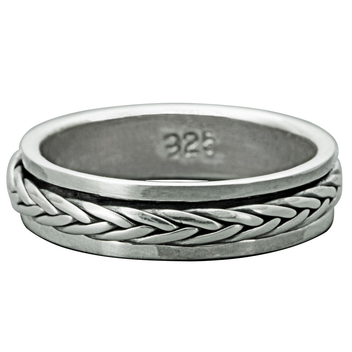 Fine Twisted Rope Spinner Ring 925 Sterling Silver 5 Mm Braid Band ...