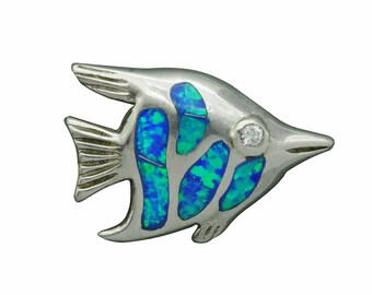 Blue Fire Opal Fish Pendant Silver Greek Jewelry Pendentif - Etsy
