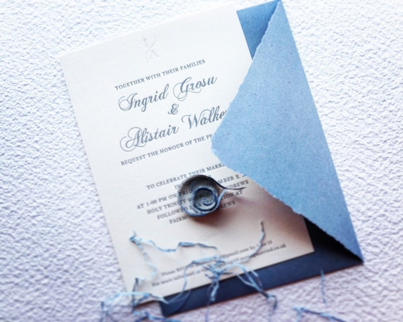 Letterpress Monogram Calligraphy Wedding Invitation Custom - Etsy