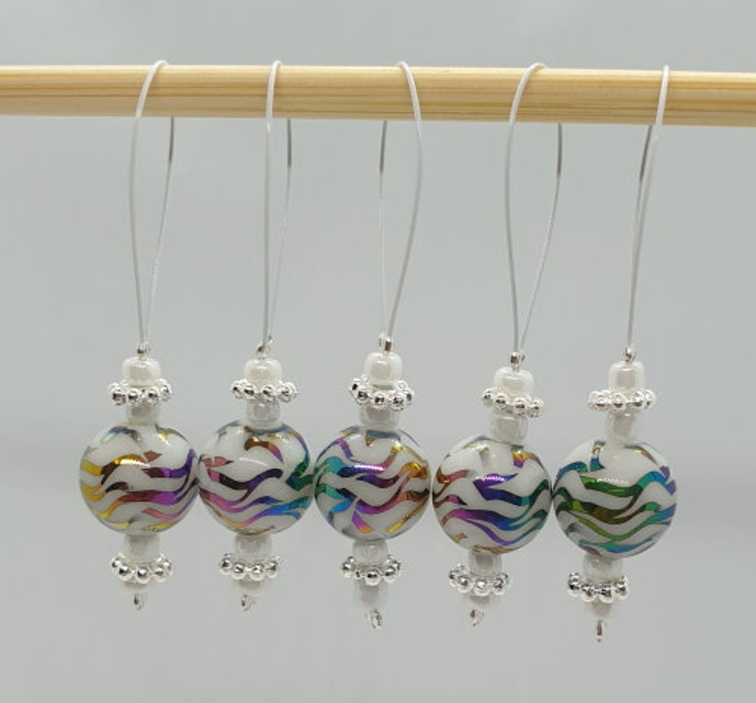 Glass Bead Stitch Markers, Knitting Stitch Markers, End Markers, Row ...