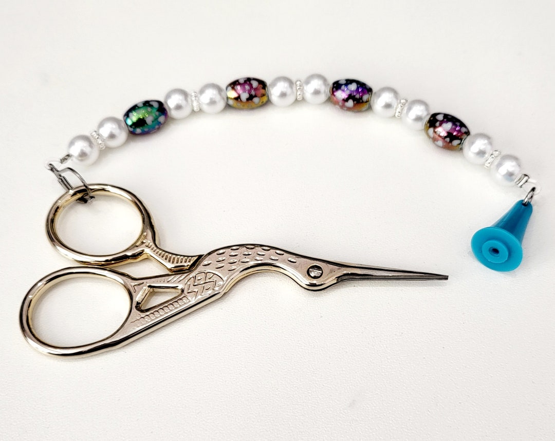 Pearl and Heart Bead Scissors Keeper Point Protector for Knitting ...