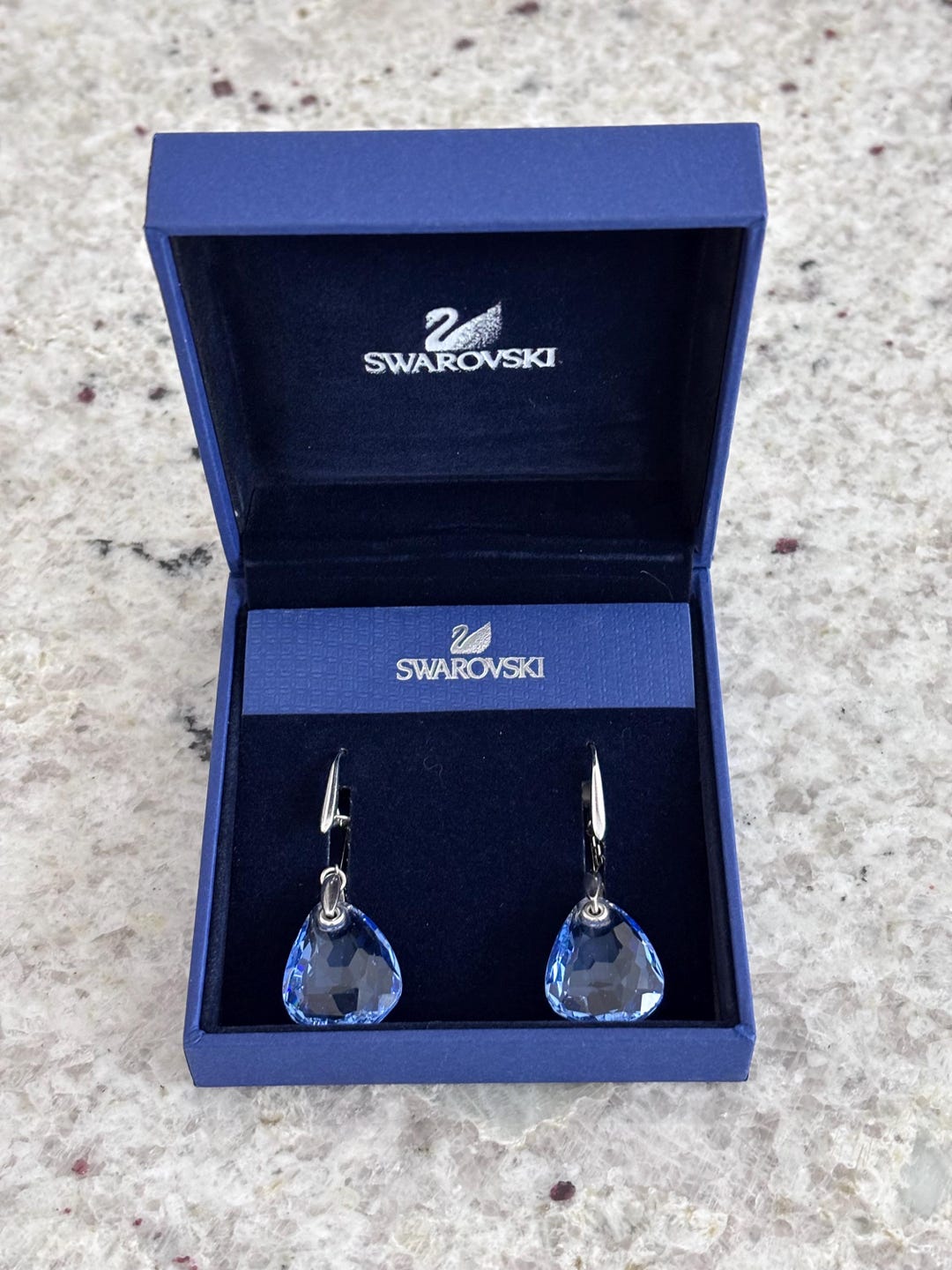 Swarovski Silver and Blue Crystal Earrings Rhodium Plated - Etsy