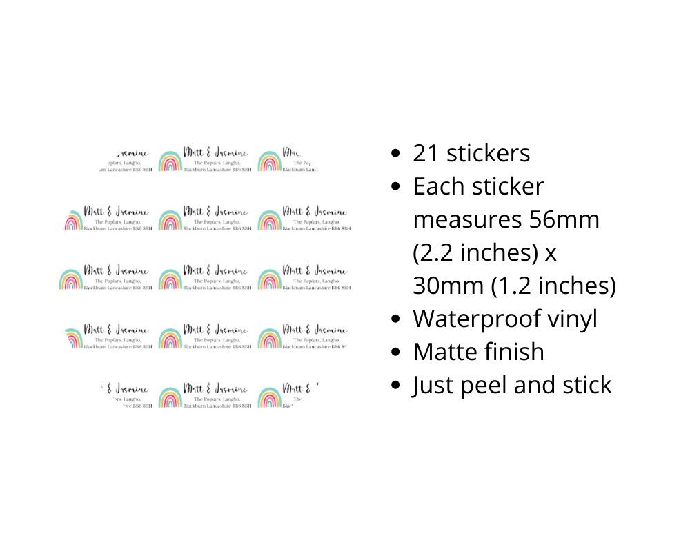 Return Address Labels Personalised Rainbow Waterproof Custom - Etsy UK