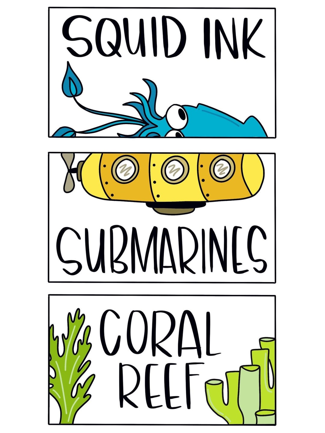 Ocean Theme Food Labels - Etsy