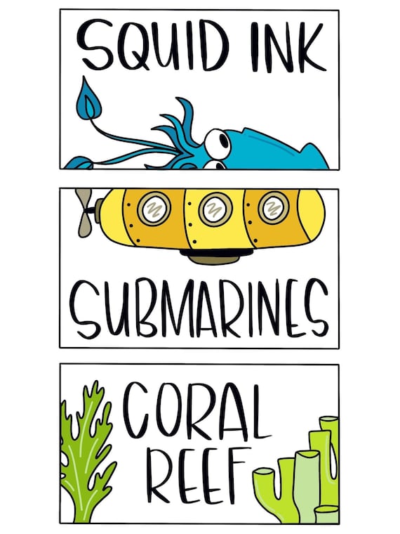 Ocean Theme Food Labels | Etsy