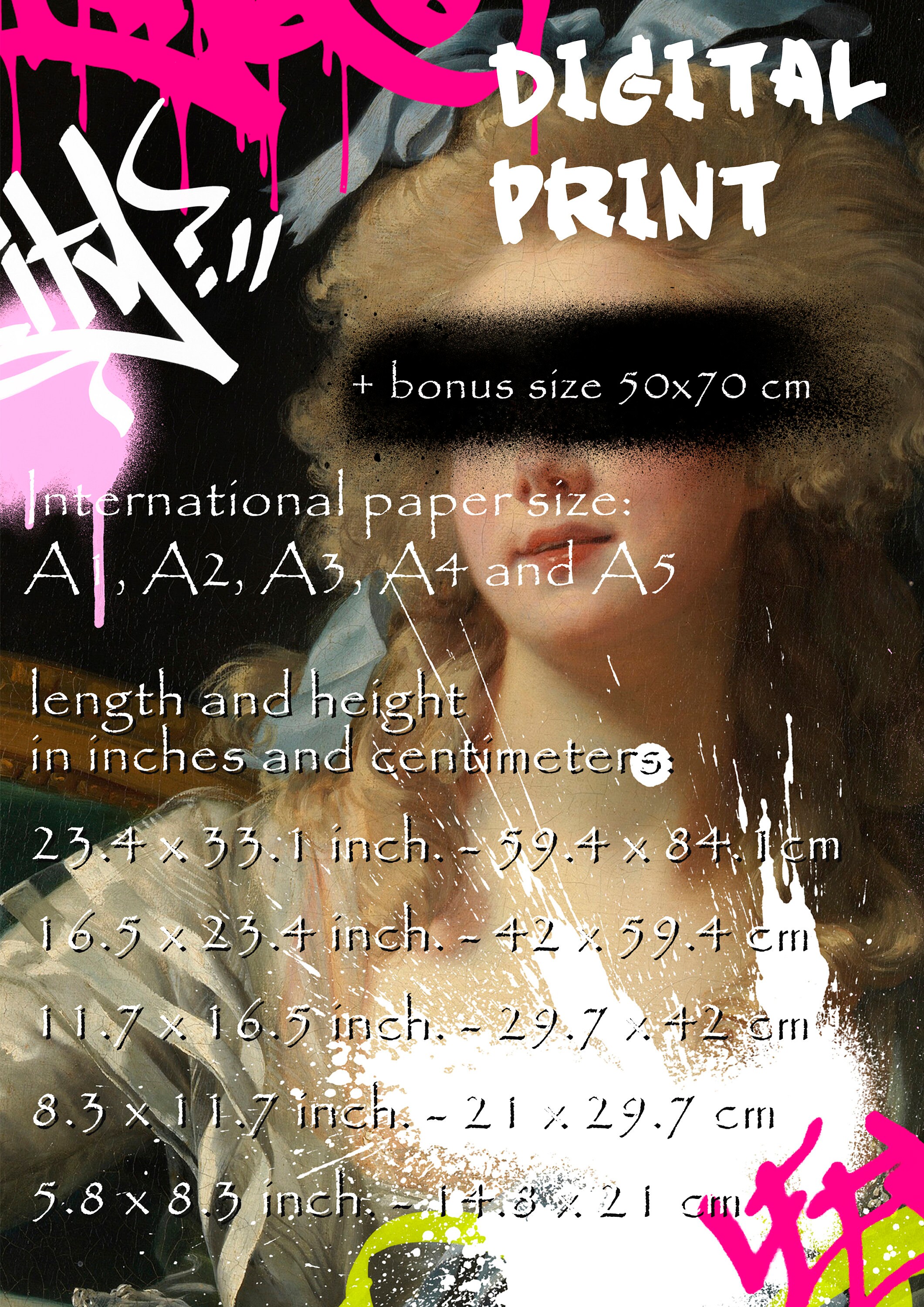 Graffiti poster Alter art portrait Madame Grand Rococo | Etsy