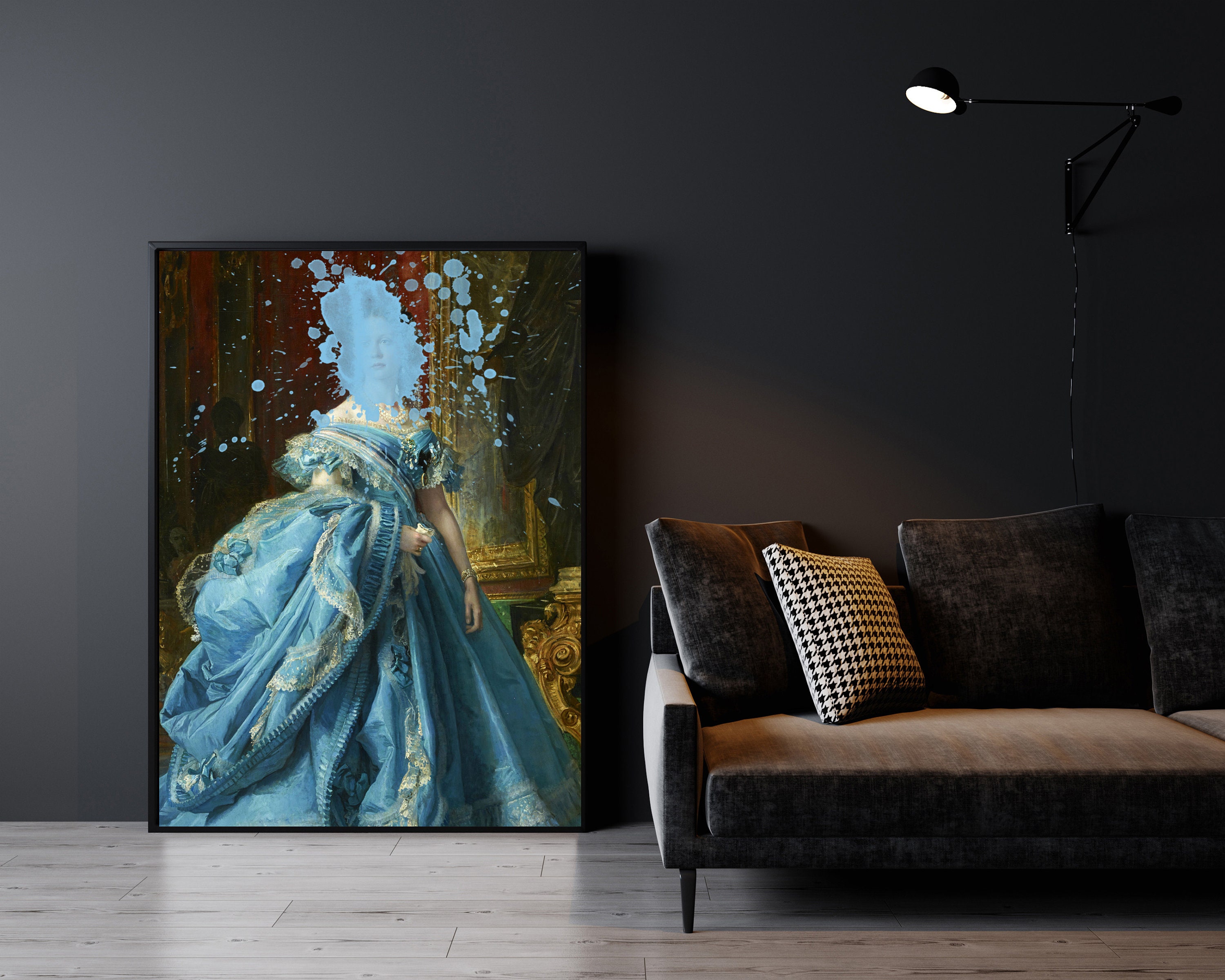 Blue Paint Bloopers Defaced Vintage Portrait Isabel De Bourbon, Alter ...