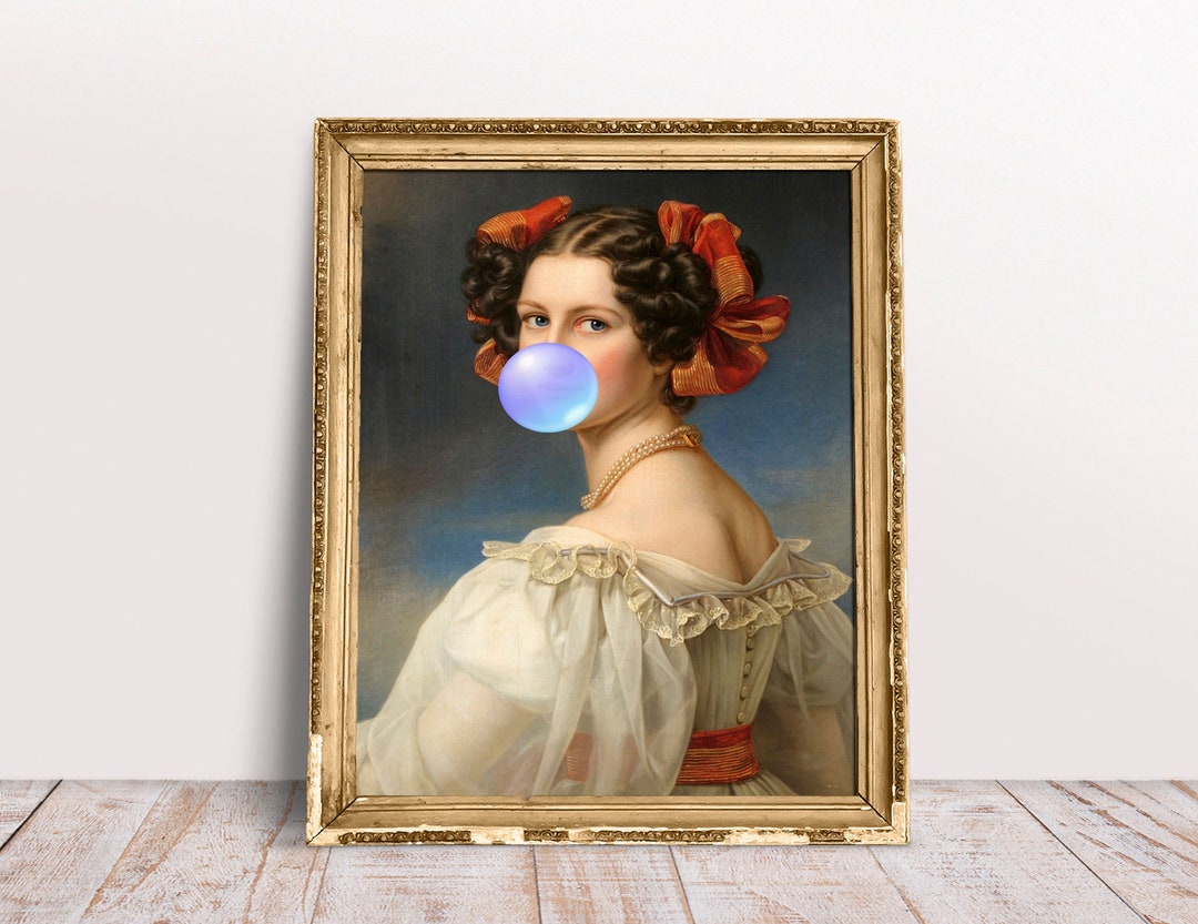 Blue Bubble Gum Poster Blowing Alter Art Portrait Auguste Strobl ...