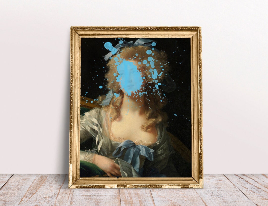 Blue Paint Bloopers Vintage Portrait Madame Grand, Alter Art Print ...