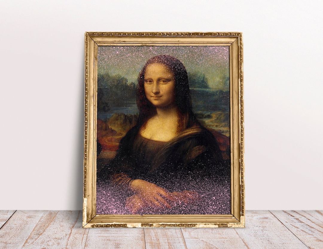 Mona Lisa Pink Paint Splatter Destroyed Altered Art, Famous Renaissance ...