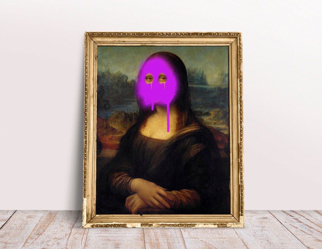 Mona Lisa Purple Destroyed Poster Print, Funny Classic Altered Art ...