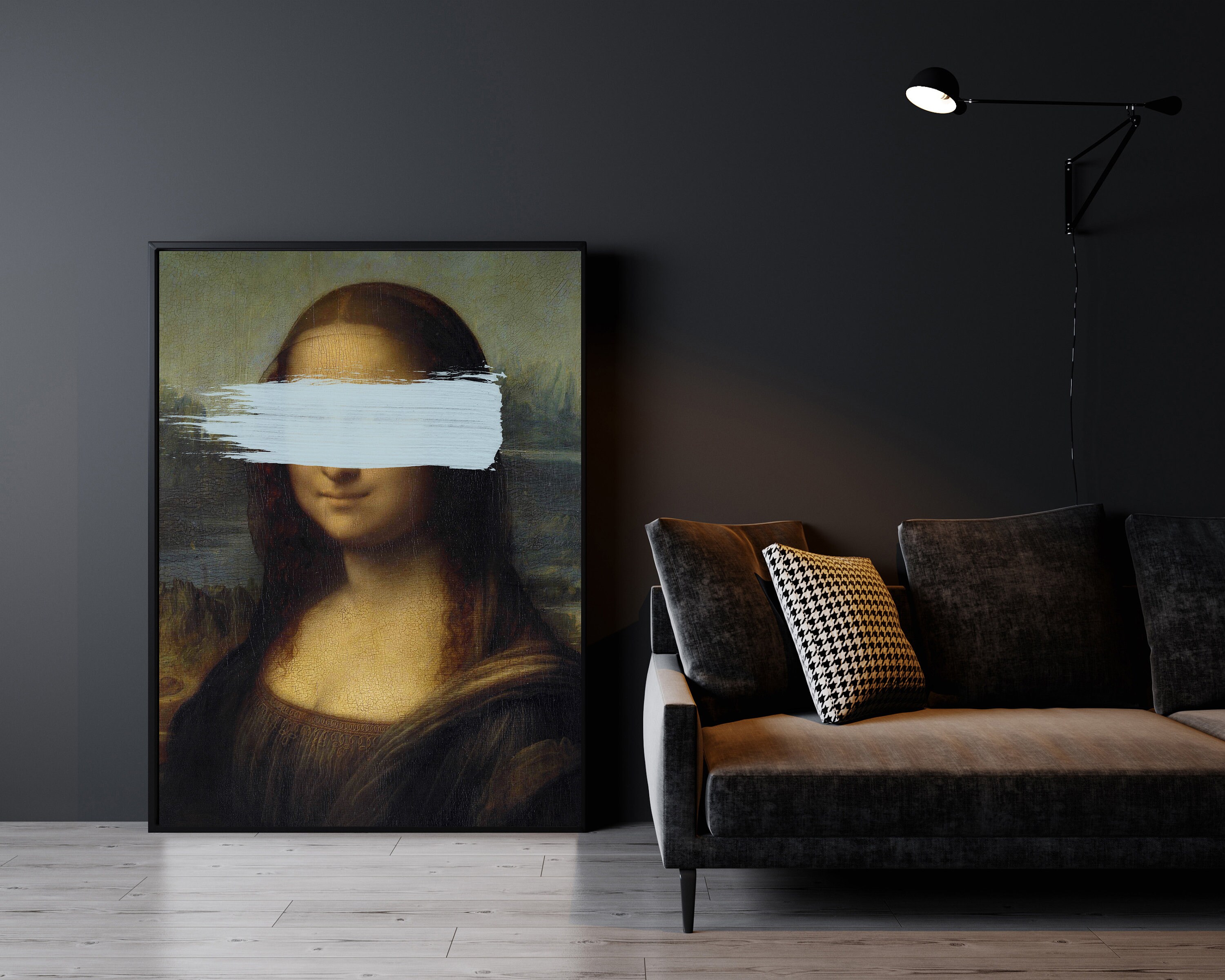 Mona Lisa Pastel Blue Brush Stroke Altered Art Print, Modern ...