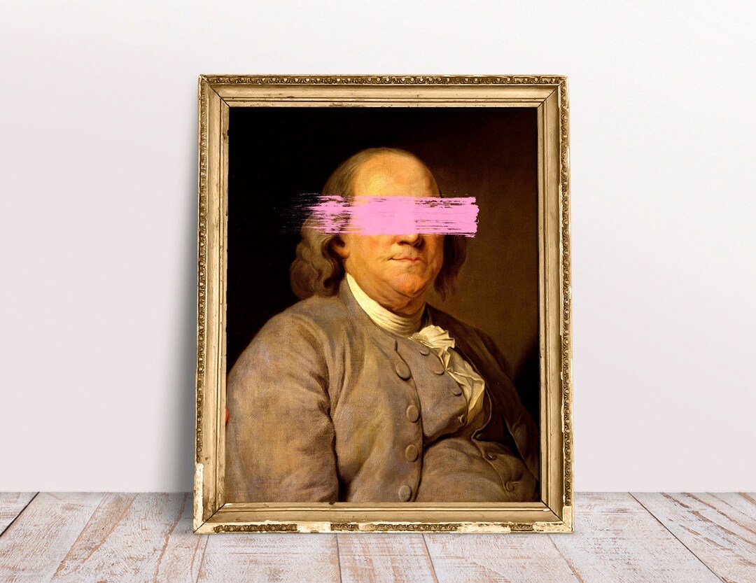 Altered Art Portrait Ben Franklin Pastel Pink, Funny Classic Poster ...