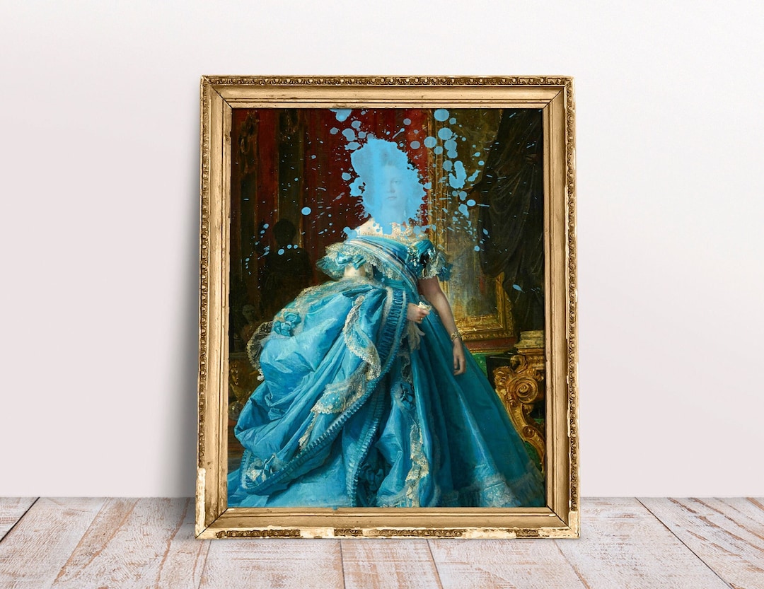 Blue Paint Bloopers Defaced Vintage Portrait Isabel De Bourbon, Alter ...