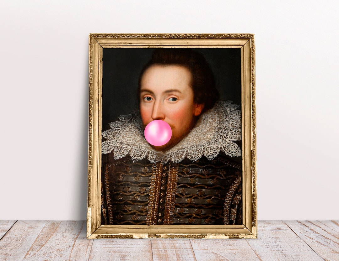 Shakespeare With Pink Bubble Gum Poster, Funny Classic Alter Art ...