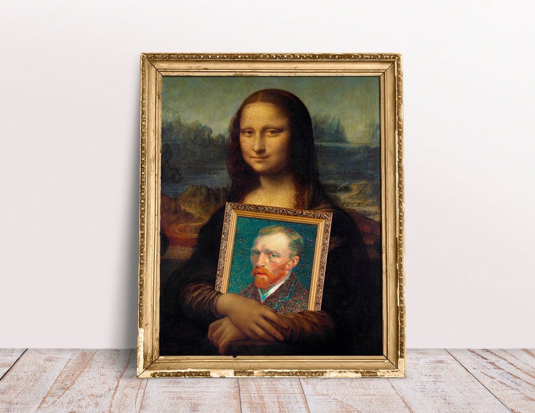 Digital Download Print, Mona Lisa With Van Gogh Altered Art, Funny ...