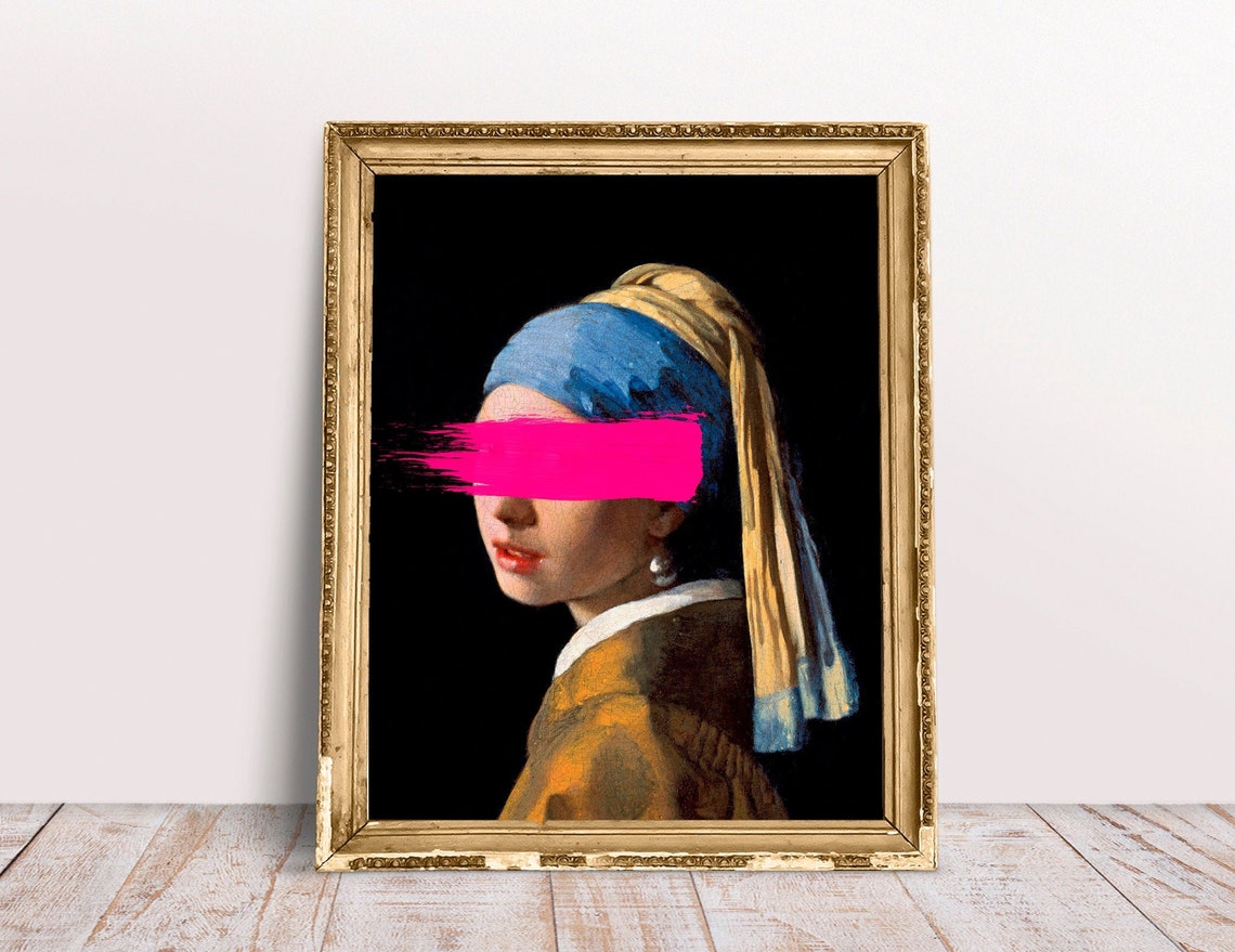 Neon Pink Alter Art, Renaissance Art Painting Download Printable Girl ...