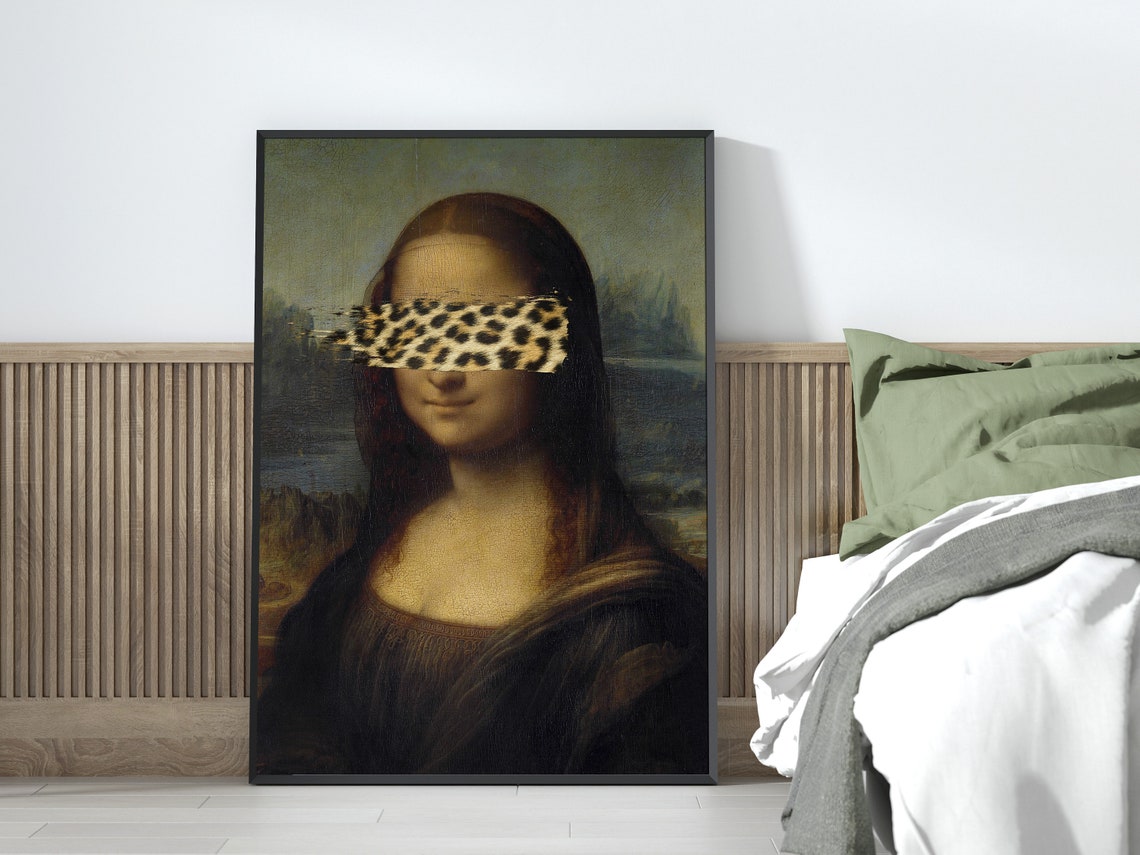 Altered Mona Lisa Print, Light Leopard Cheetah Renaissance Portrait ...