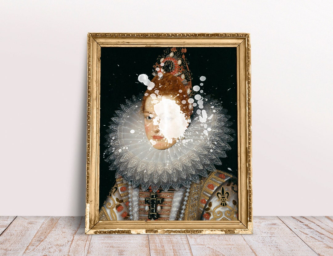 White Paint Bloopers Defaced Vintage Portrait Isabella, Alter Art Print ...