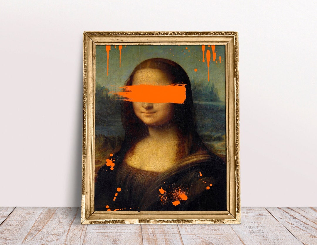 Neon Orange Altered Art Mona Lisa Download Printable, Digital Art ...