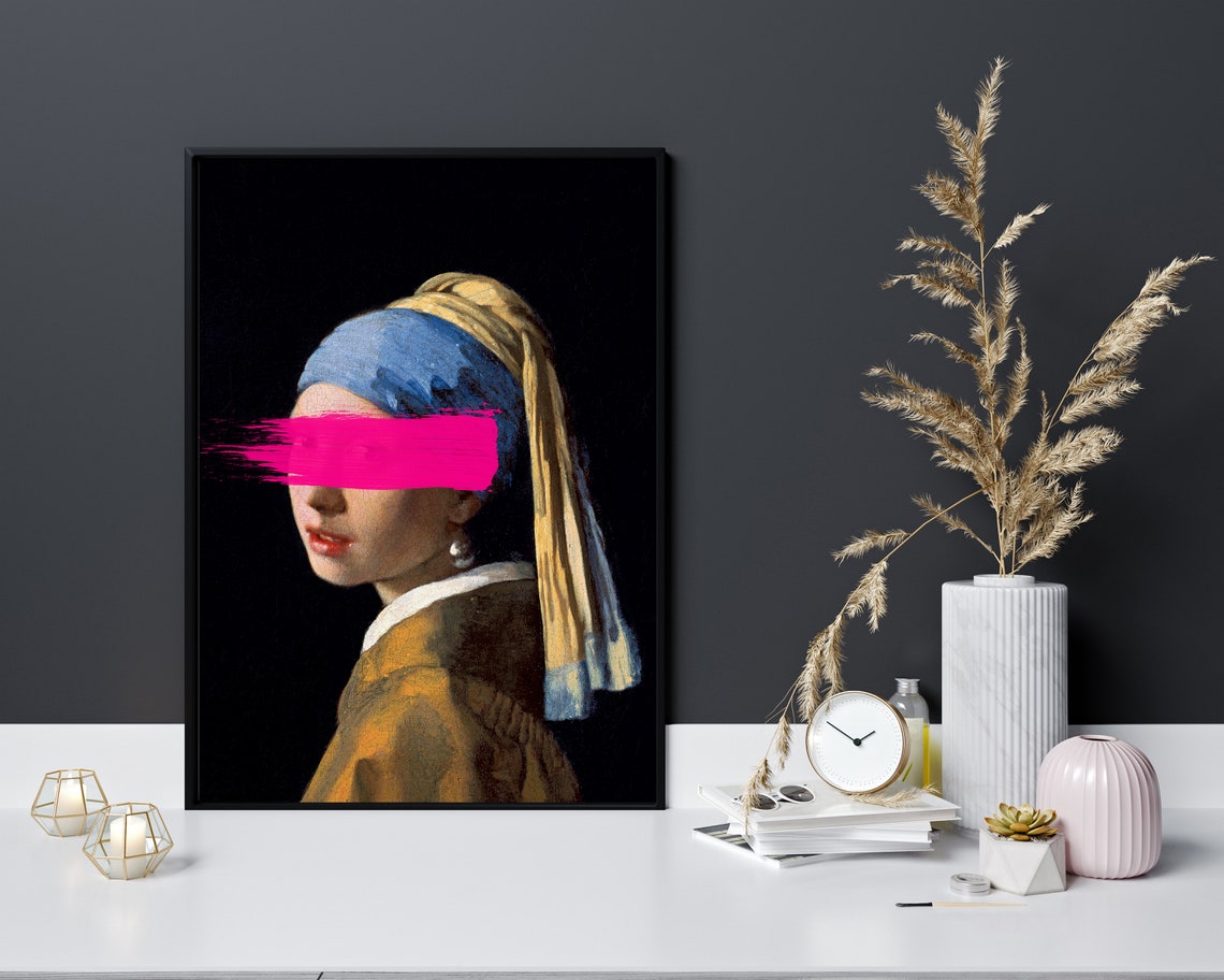 Neon Pink Alter Art, Renaissance Art Painting Download Printable Girl ...