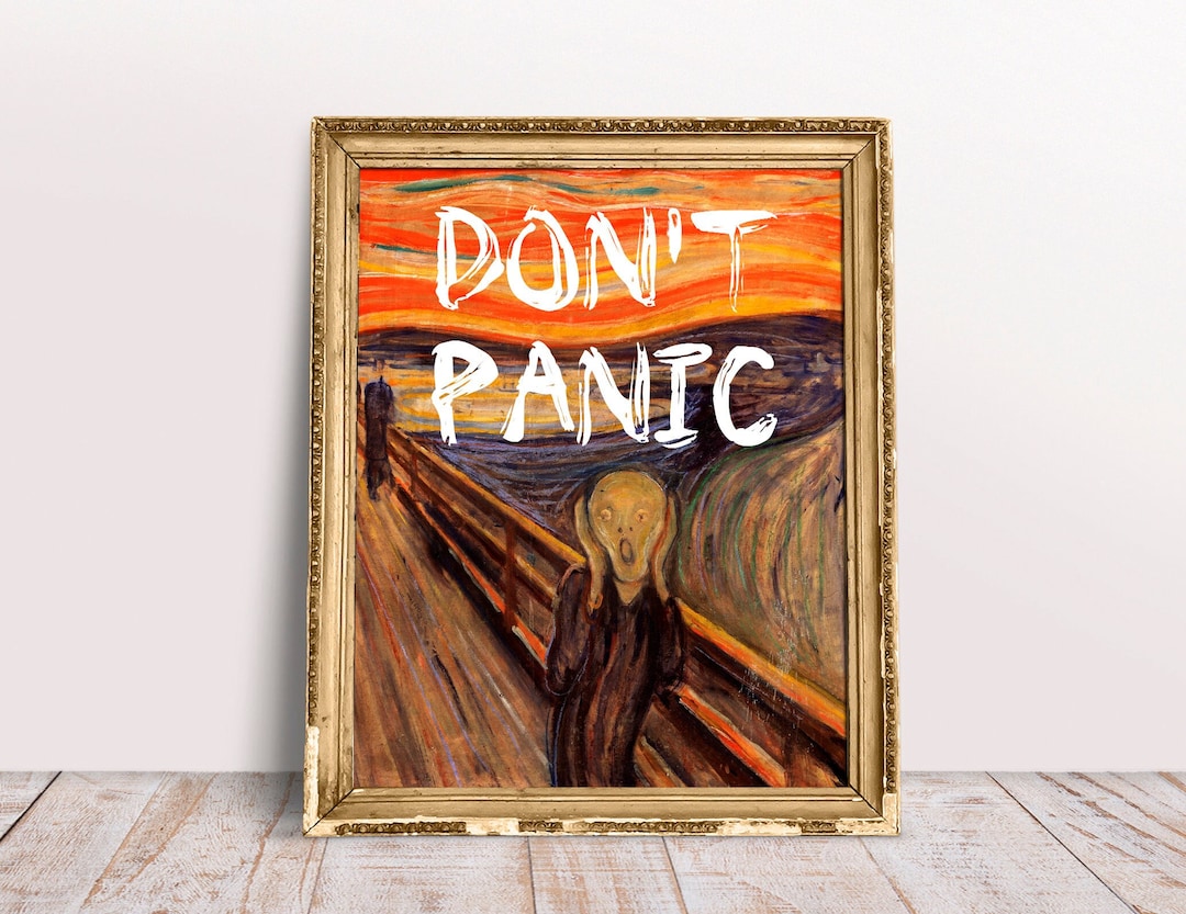 The Scream Don't Panic Print, Funny Vintage Altered Art, White Quotes ...