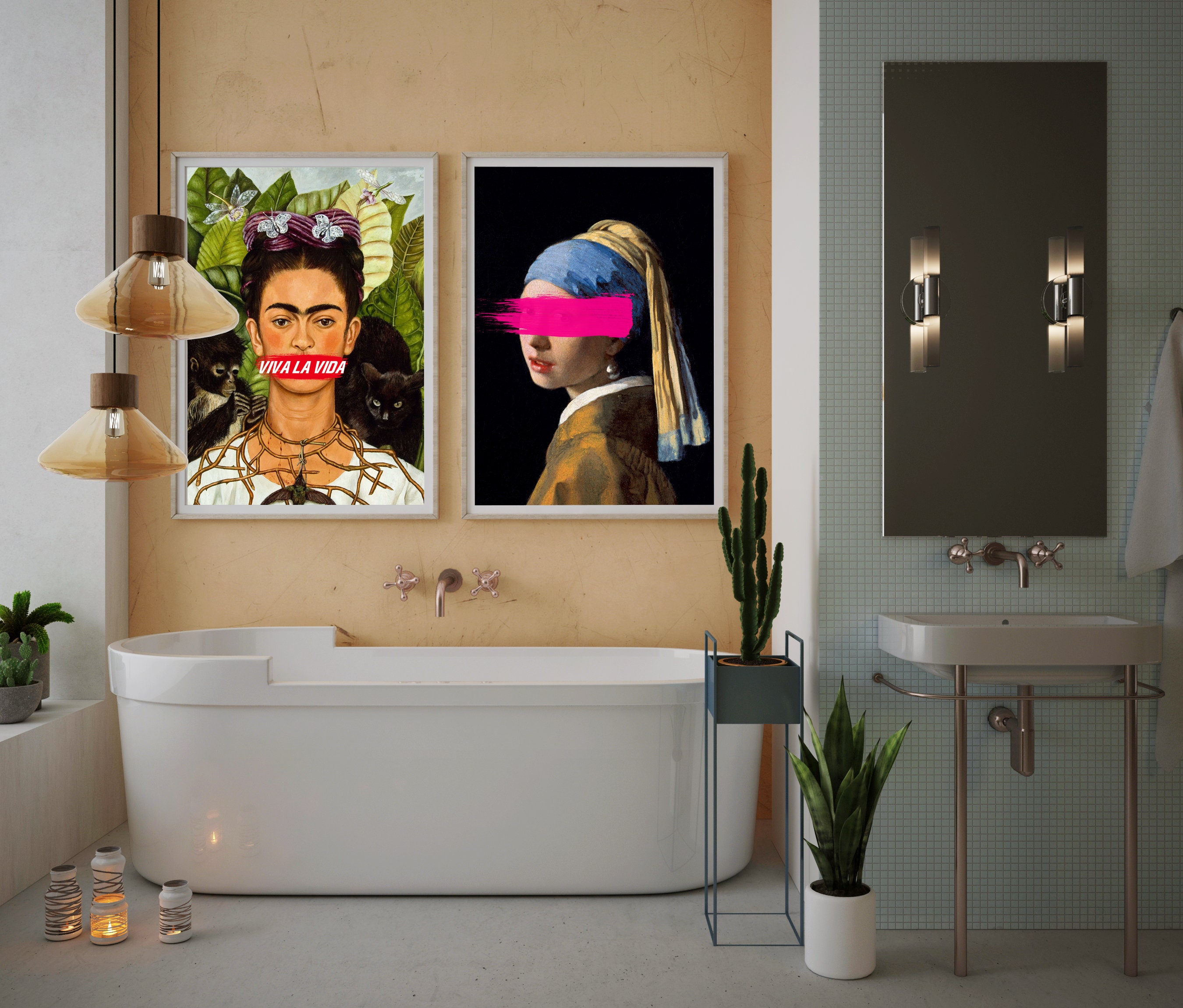 Neon Pink Alter Art, Renaissance Art Painting Download Printable Girl ...