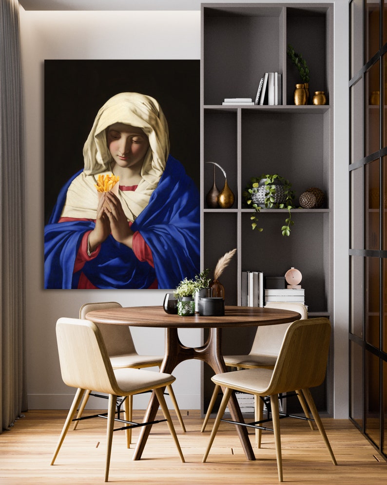 Funny Altered Art Print, Virgin Mary With French Fries, Vintage Kitchen ...