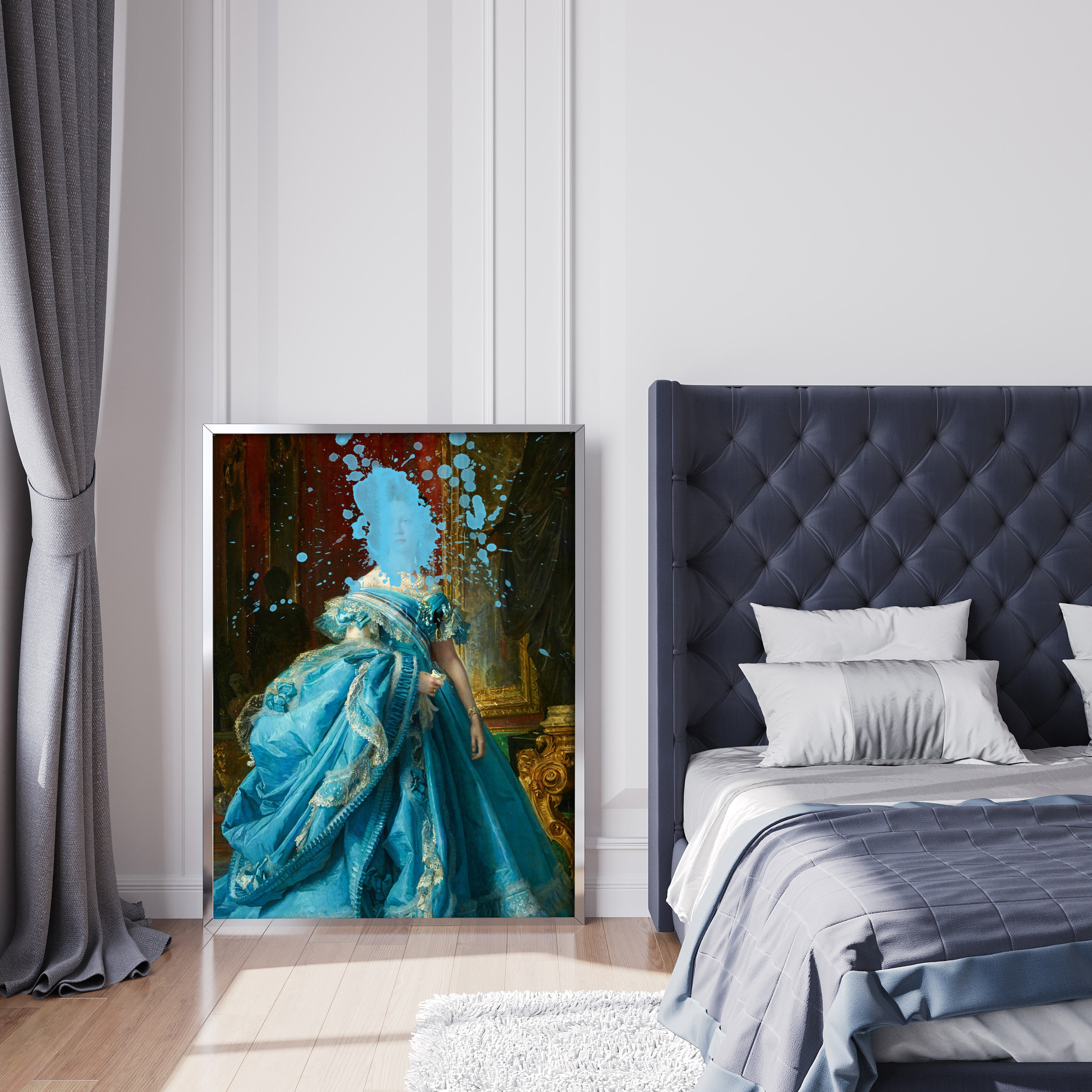 Blue Paint Bloopers Defaced Vintage Portrait Isabel De Bourbon, Alter ...