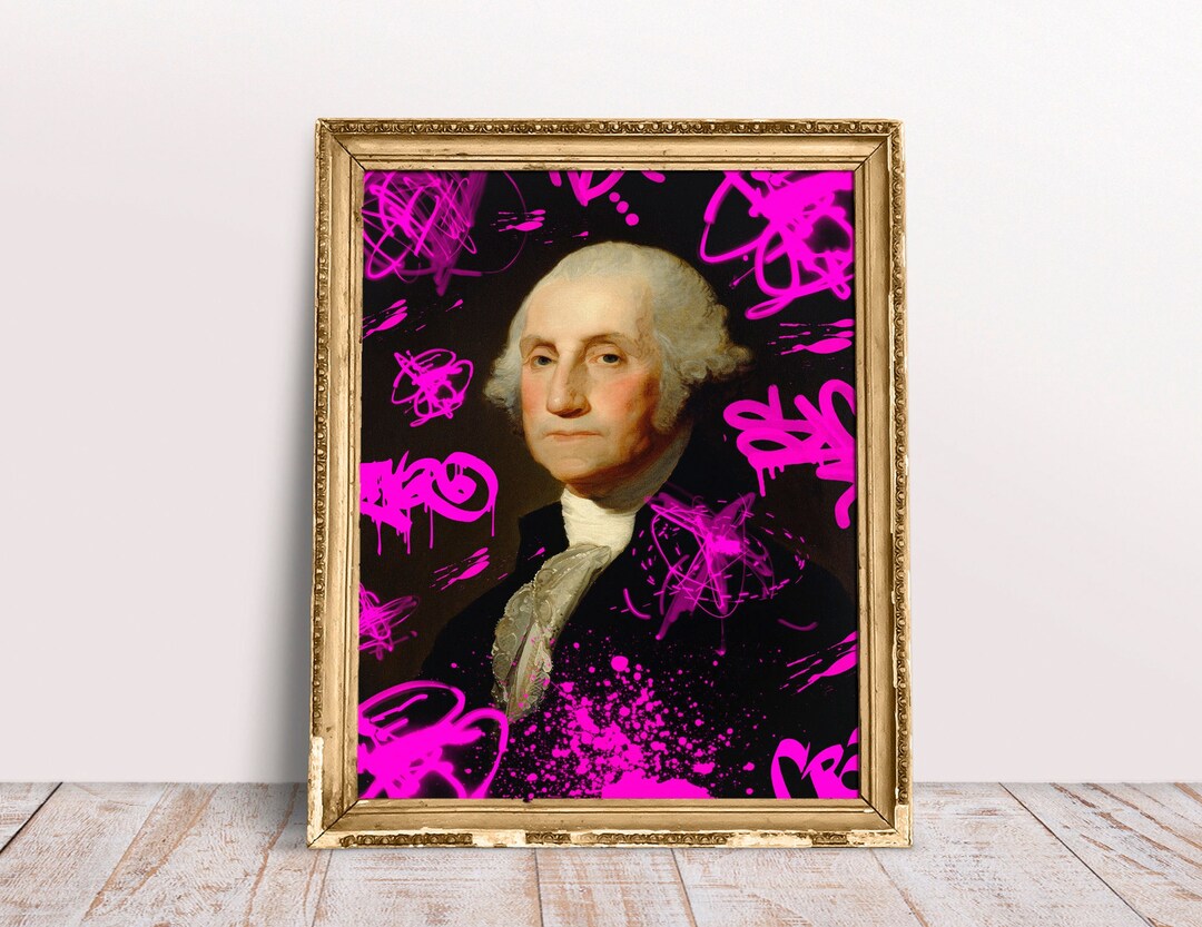 George Washington Pink Graffiti Poster, Funny Classic Alter Art ...