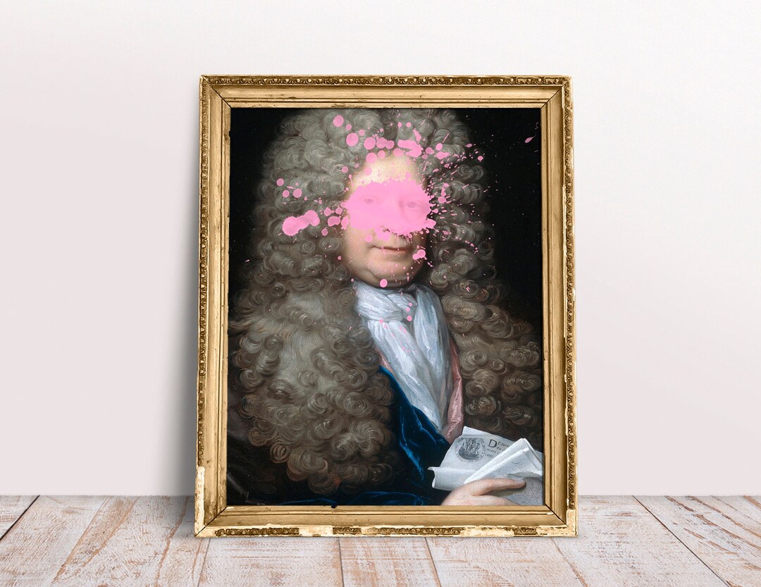 Pink Paint Bloopers Defaced Vintage Portrait of Pieter Poel, Alter Art ...