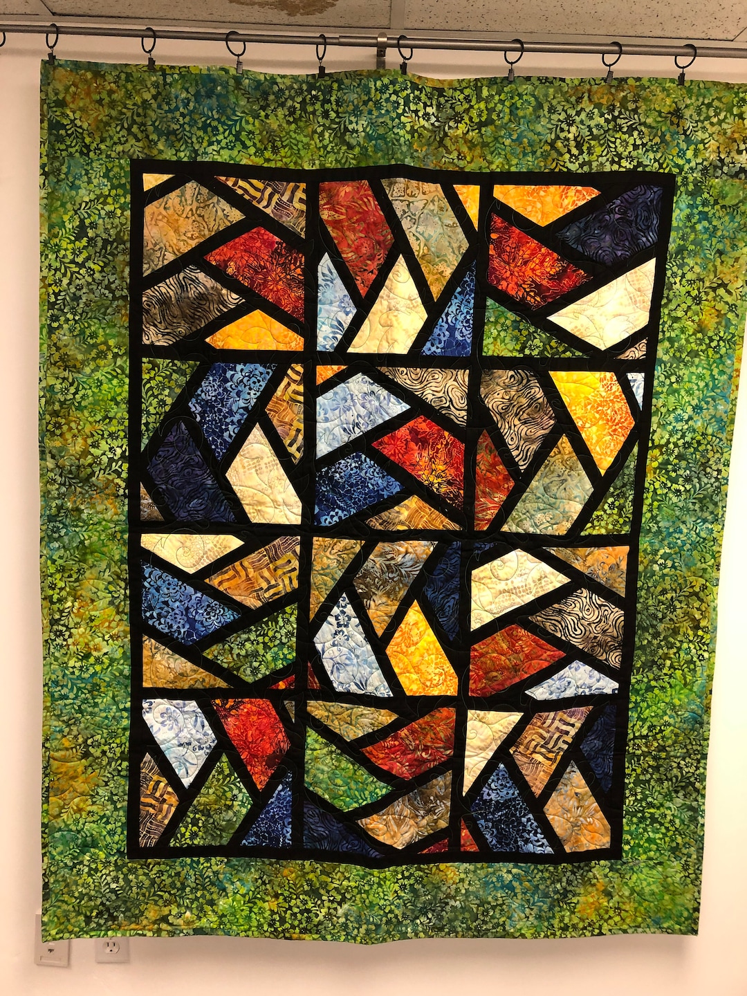 Stained Glass Windows Quilt/green Lap Quilt/handmade Window Quilt - Etsy