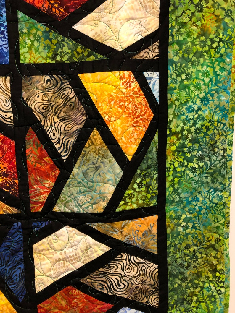 Stained Glass Windows Quilt/green Lap Quilt/handmade Window Quilt - Etsy
