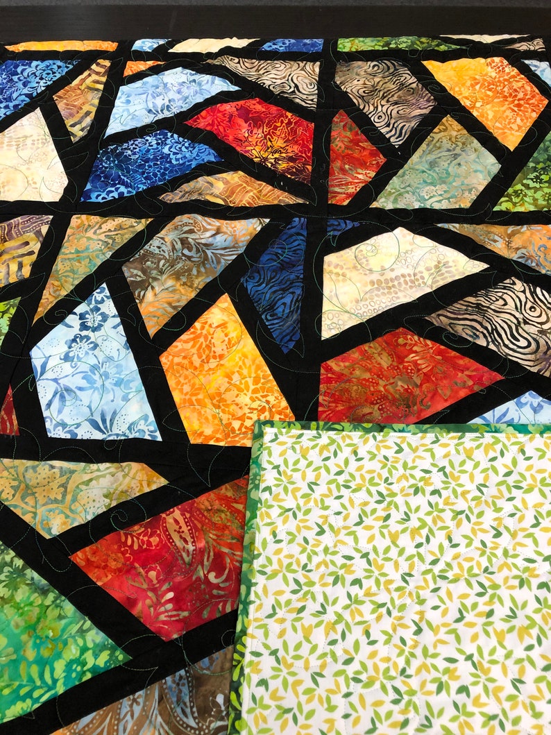 Stained Glass Windows Quilt/green Lap Quilt/handmade Window Quilt - Etsy