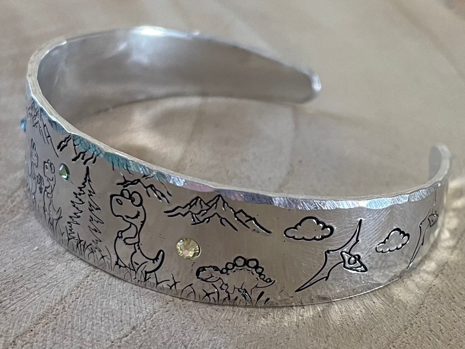 Cuff Bracelet, Dinosaur, T-rex, Triceratops, Stegosaurus, Magical Style ...