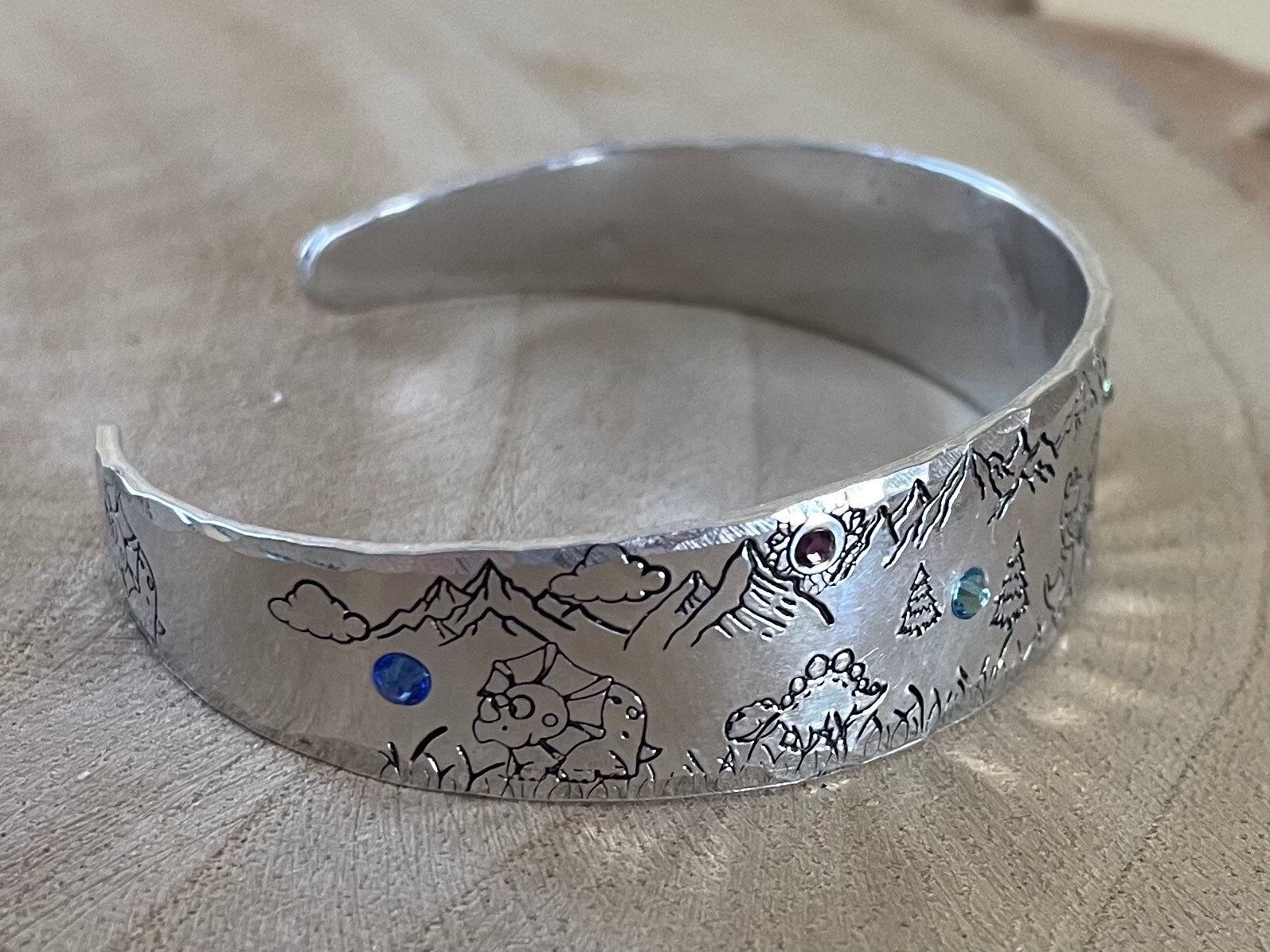 Cuff Bracelet, Dinosaur, T-rex, Triceratops, Stegosaurus, Magical Style ...