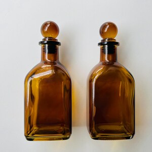 Square Amber Glass Bottles With Glass Ball Stopper, Set of 2 - Etsy