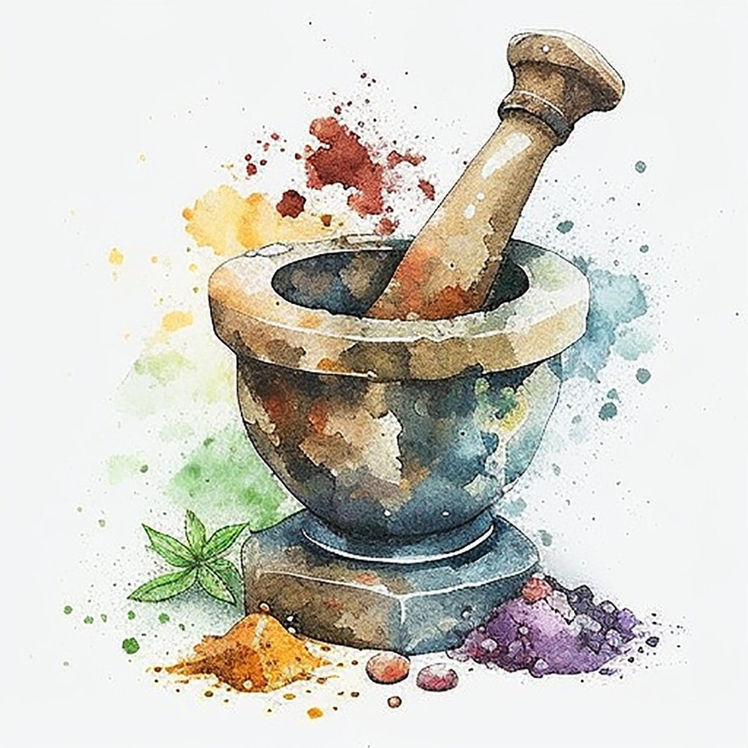 Mortar and Pestle Watercolor PNG Clipart - Etsy