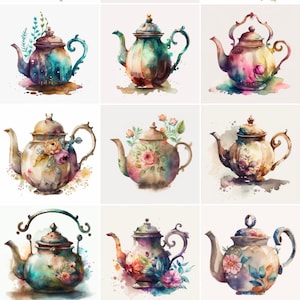Watercolor Teapot PNG Clipart Bundle - Etsy