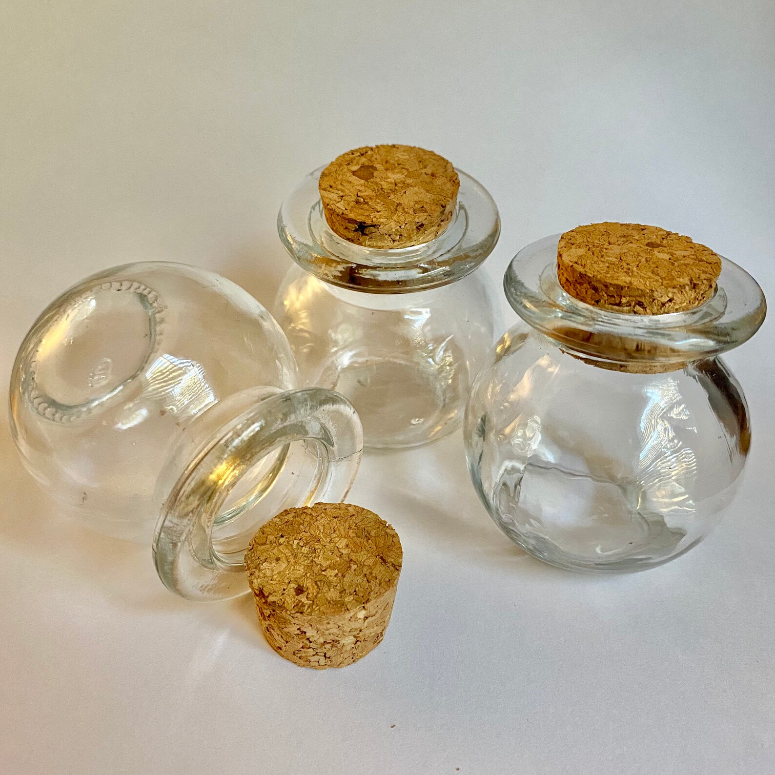 Mini Round Glass Bottles With Cork 3 Piece Set 2 Tall - Etsy