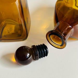 Square Amber Glass Bottles With Glass Ball Stopper, Set of 2 - Etsy