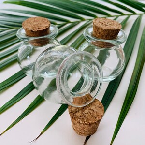 Mini Round Glass Bottles With Cork, 3 Piece Set, 2” Tall - Etsy
