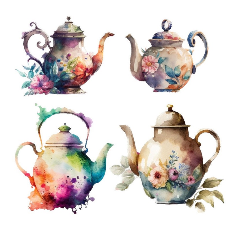 Teapot Watercolor - Etsy