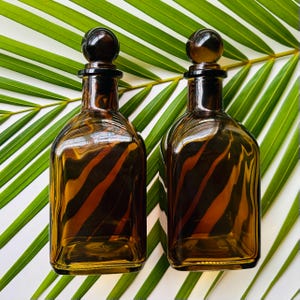 Square Amber Glass Bottles With Glass Ball Stopper, Set of 2 - Etsy