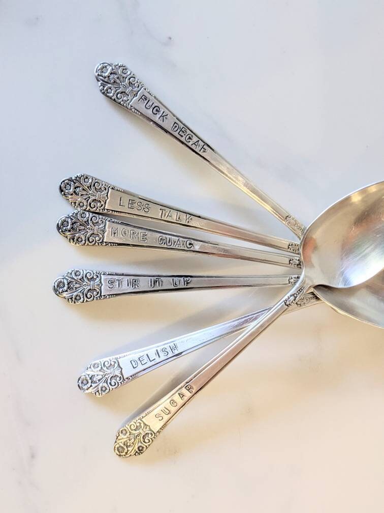Fun Sayings Handstamped Flatware / 1940's silverware / Clever sayings ...