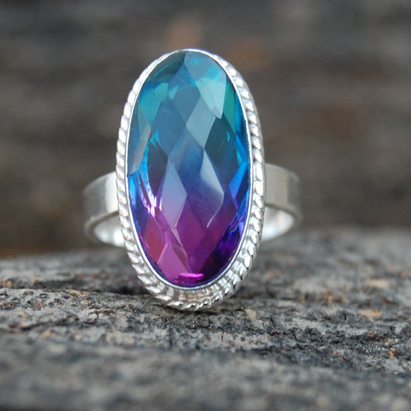 Oval Rose Cut Pink Blue Alexandrite Quartz 925 Sterling Silver - Etsy
