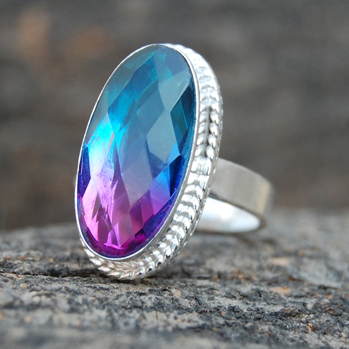 Oval Rose Cut Pink Blue Alexandrite Quartz 925 Sterling Silver - Etsy