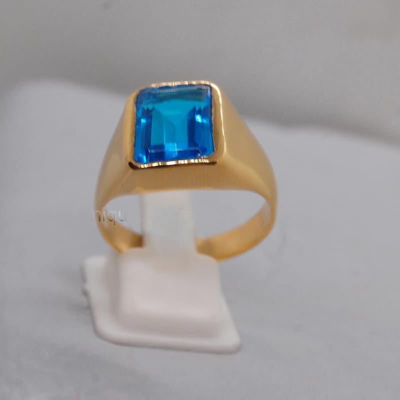 Bezel Blue Zircon Ring - Etsy UK
