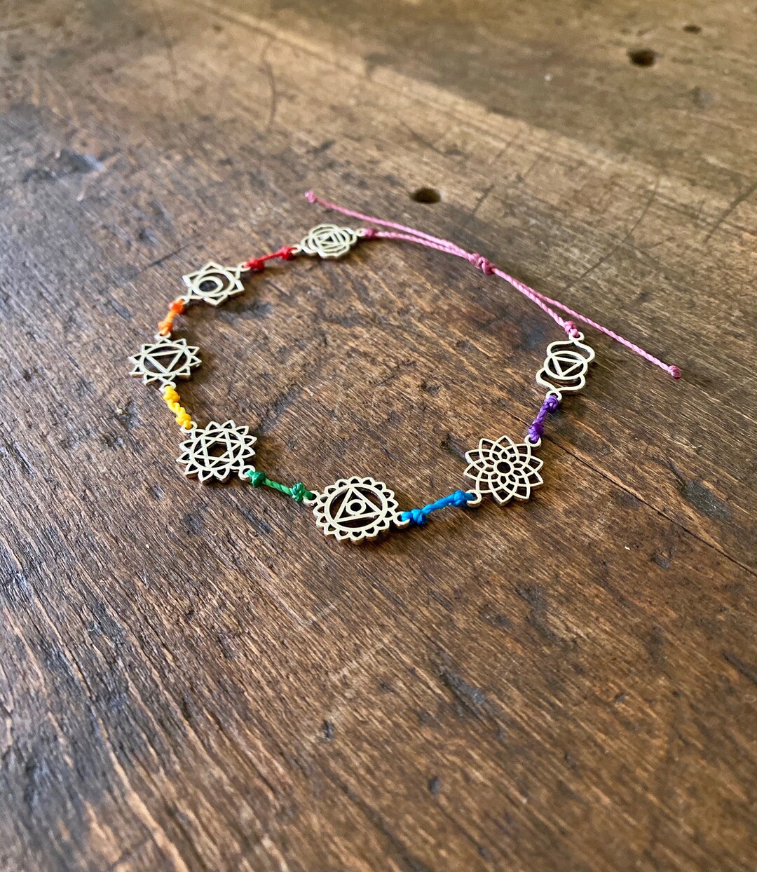 7 CHAKRA Macrame Charm Anklet - Etsy